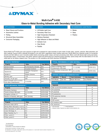 Dymax 6-630 Datasheet | Manualzz