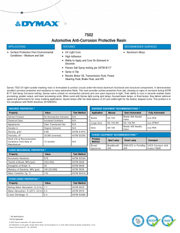 Dymax 7502 Datasheet | Manualzz