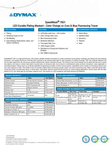 Dymax 7601 Datasheet | Manualzz