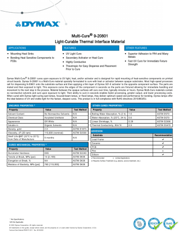 Dymax 9-20801 Datasheet | Manualzz