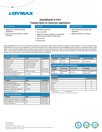 Dymax 9-318-F Datasheet | Manualzz
