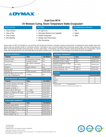 Dymax 9014 Datasheet | Manualzz