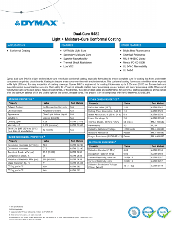 Dymax 9482 Datasheet | Manualzz