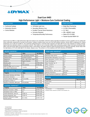 Dymax 9483 Datasheet | Manualzz