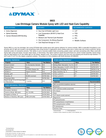 Dymax 9803 Datasheet | Manualzz