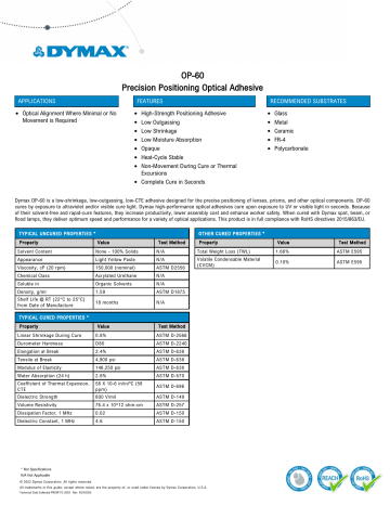 Dymax OP-60 Datasheet | Manualzz