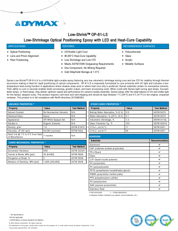 Dymax OP-81-LS Datasheet | Manualzz