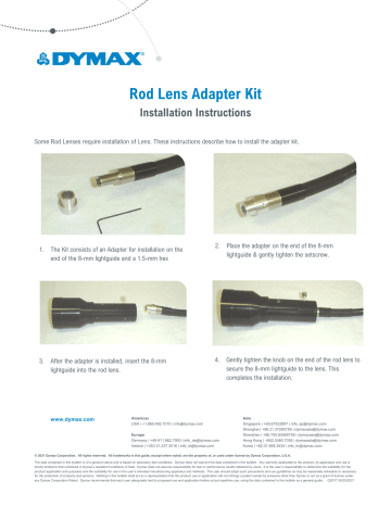 Dymax Rod Lens Adapter Quick Start | Manualzz