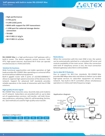 Eltex Home Router RG-1504GF-Wac Data sheet | Manualzz