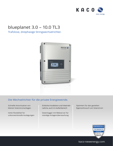 Kaco blueplanet 3.0 TL3 - 10.0 TL3 Inverter Datenblatt | Manualzz
