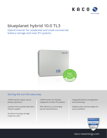 Kaco blueplanet hybrid 10.0 TL3 Inverter Data Sheet | Manualzz