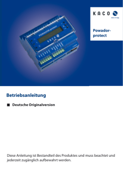 Kaco Powador-protect - Data Sheet, Operating instructions, Owner's ...