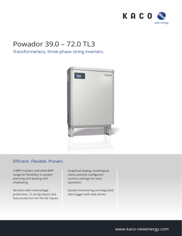 Kaco Powador 39.0 TL3 - 72.0 TL3 Inverter Data Sheet | Manualzz
