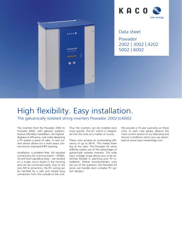 Kaco Powador 2002 - 6002 Inverter Data Sheet | Manualzz