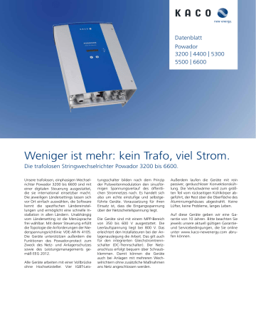 Kaco Powador 3200-6600 Inverter Datenblatt | Manualzz