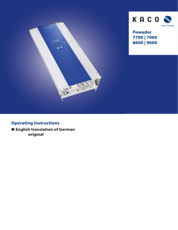 Kaco Powador 9600 INT Inverter Operating Instructions | Manualzz