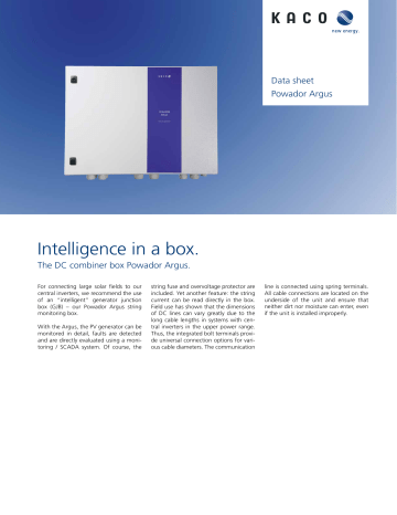 Kaco Powador Argus Data Sheet | Manualzz