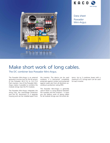 Kaco Powador Mini-Argus Data Sheet | Manualzz