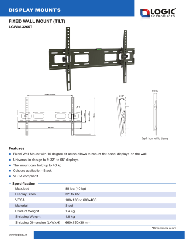 Logic LGWM-3265T Fixed Wall Mount Datasheet | Manualzz
