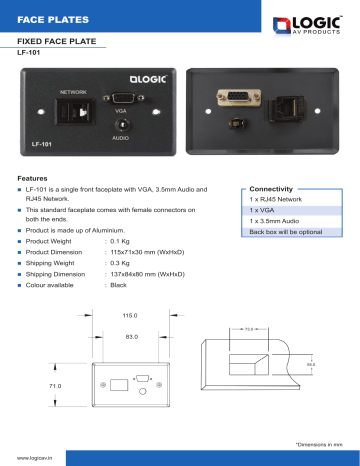 Logic LF-101 FIXED FACEPLATE Datasheet | Manualzz
