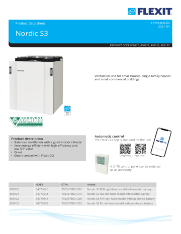Flexit Nordic S3 Data Sheet | Manualzz