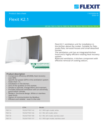 Flexit K2.1 Data Sheet | Manualzz