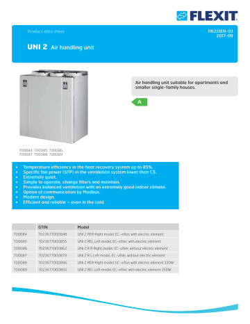 Flexit UNI 2 Data Sheet | Manualzz
