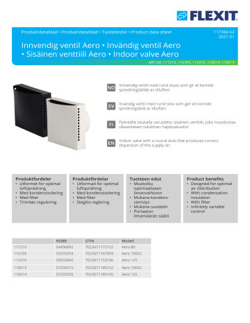 Flexit Internal valves Data Sheet | Manualzz