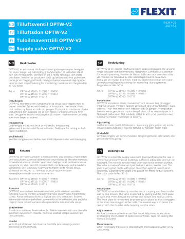 Flexit Supply valve OPTW-V2 Data Sheet | Manualzz