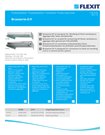Flexit Kitchen hood Brasserie E/F steel Blad | Manualzz