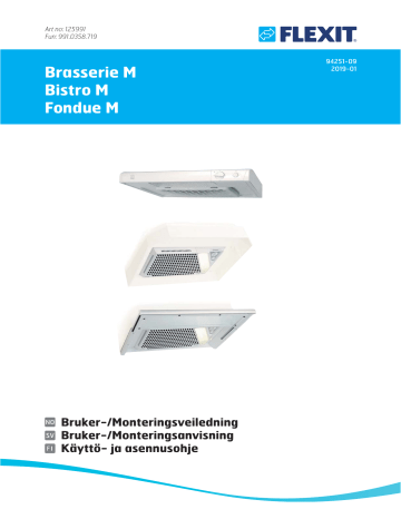 Flexit Kitchen hood Brasserie-M steel Brugervejledning | Manualzz