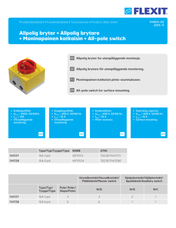 Flexit Isolator switch Blad | Manualzz