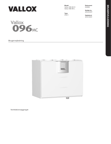 Vallox 096 MC Ventilation unit Brugervejledning | Manualzz