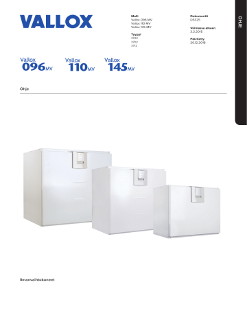 Vallox 145 MV Ventilation unit Omaniku manuaal | Manualzz