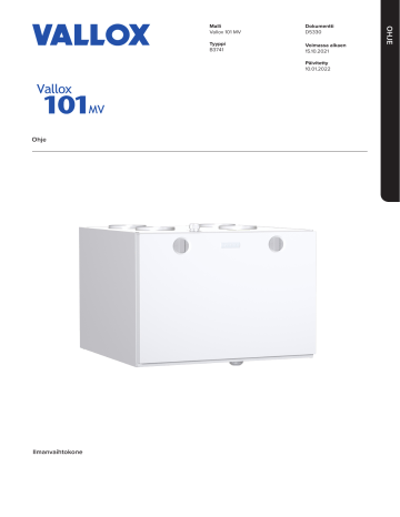Vallox 101 MV Ventilation unit Omaniku manuaal | Manualzz