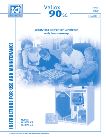 Vallox 90 SC Ventilation unit Instructions for use | Manualzz