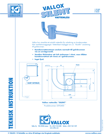Vallox Silent Bruksanvisning | Manualzz