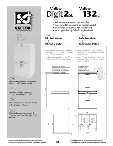 Vallox Digit2 SE Ventilation unit Installation Instructions | Manualzz