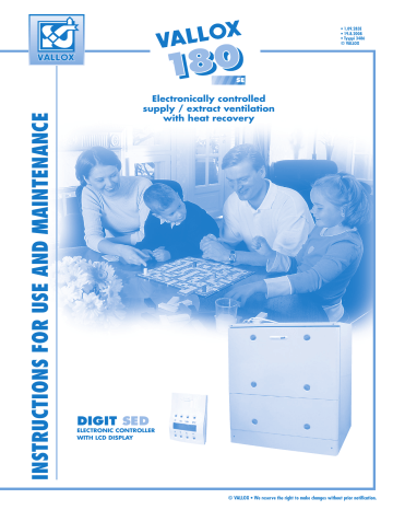 Vallox 180 SE Ventilation unit Instructions for use | Manualzz