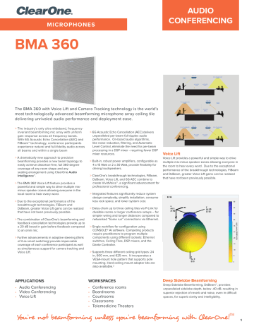 ClearOne BMA 360 Microphone Datasheet | Manualzz