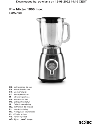 Solac BV5730 NEW! Pro Mixter 1800 Inox Mode d'emploi | Manualzz