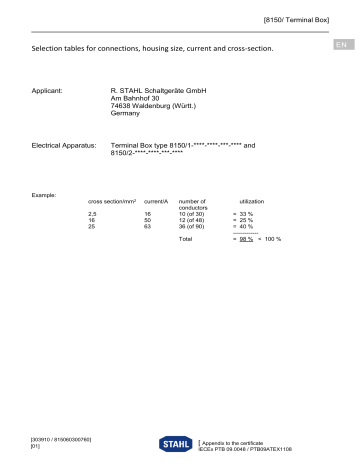 Stahl 8150/1 Operating instructions | Manualzz