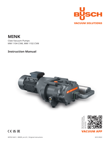 Busch MINK MM 1104/1102 CVM Vacuum pump Instruction Manual | Manualzz