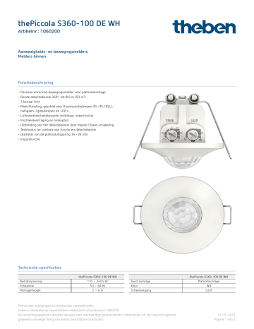 THEBEN thePiccola S360-100 DE WH Data papier | Manualzz