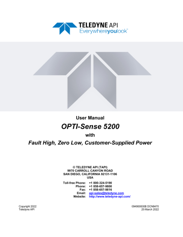 Teledyne API Opti Sense Manual | Manualzz