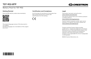 Crestron TST-902-BTP Product information | Manualzz