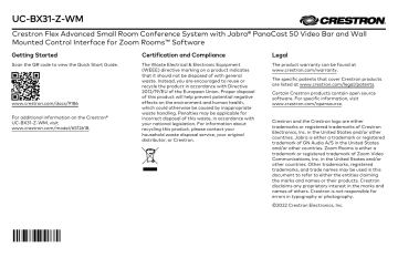 Crestron UC-BX31-Z-WM Product information | Manualzz