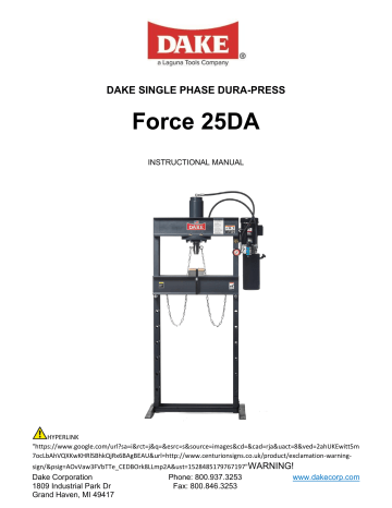 Dake Force 25DA Hydraulic Press Manual | Manualzz