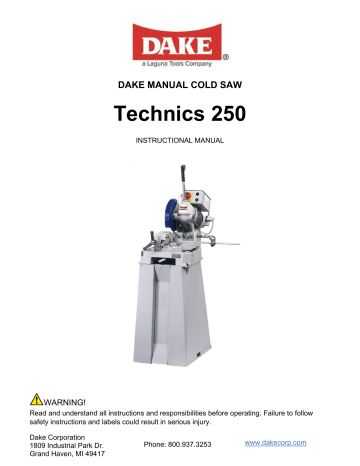 Dake 250 Cold Saw Manual | Manualzz