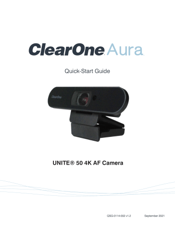 Clearone Aura UNITE 50 4K AF Camera Quick Start Guide | Manualzz